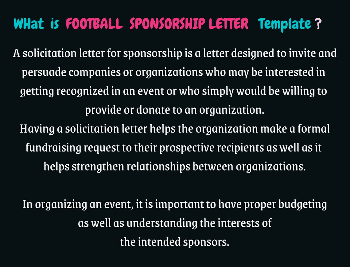 Football Sponsorship Letter Template (editable Word) - Etsy