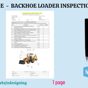 Backhoe Loader Inspection Checklist: HSE Safety Policy (WORD ...