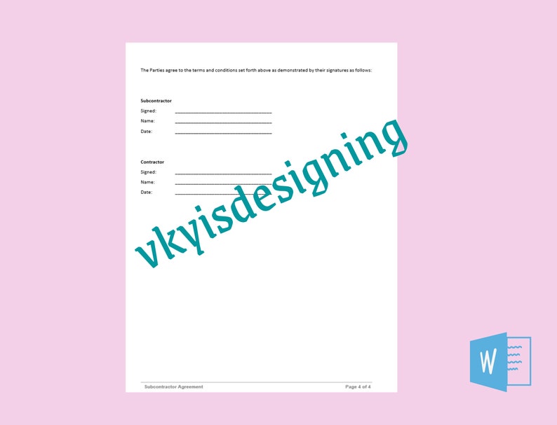 Subcontractor Agreement Template: Editable Business Contract (WORD) - Etsy