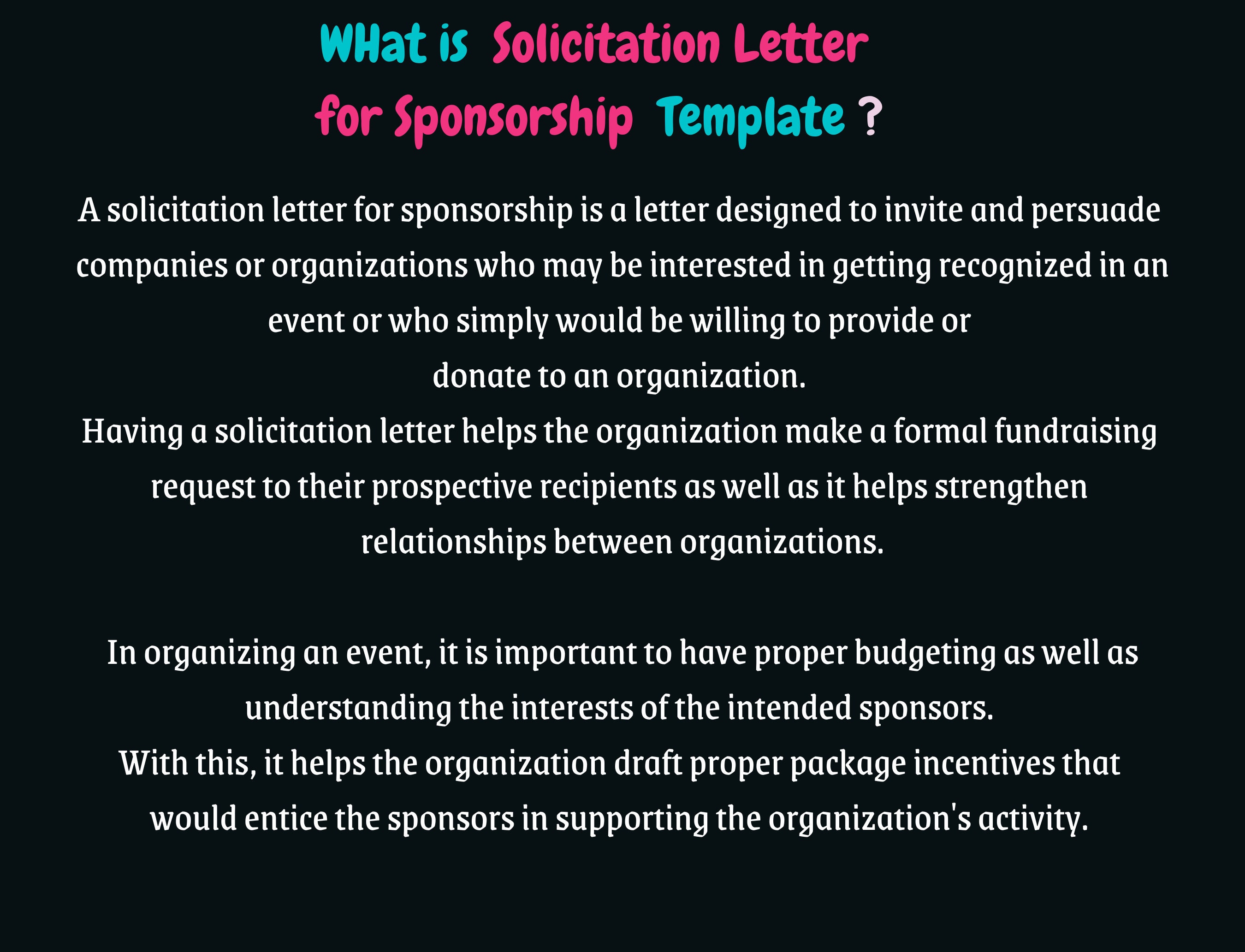 Solicitation Letter for Sponsorship, Solicitation Letter, Sponsorship ...