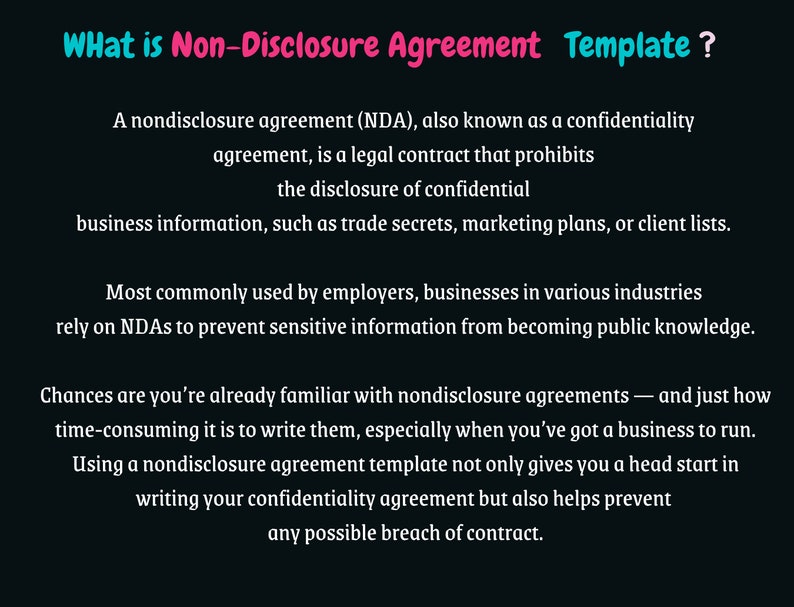 Non Disclosure Agreement * NDA Form - NDA Agreement * Legal Contract ...