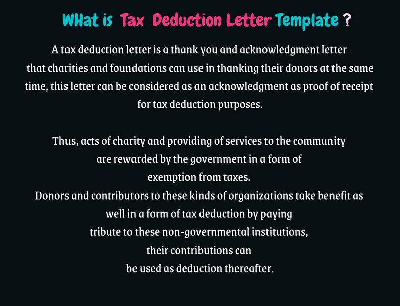 Tax Deduction Letter Template: Thank You, Proof of Receipt (WORD) - Etsy