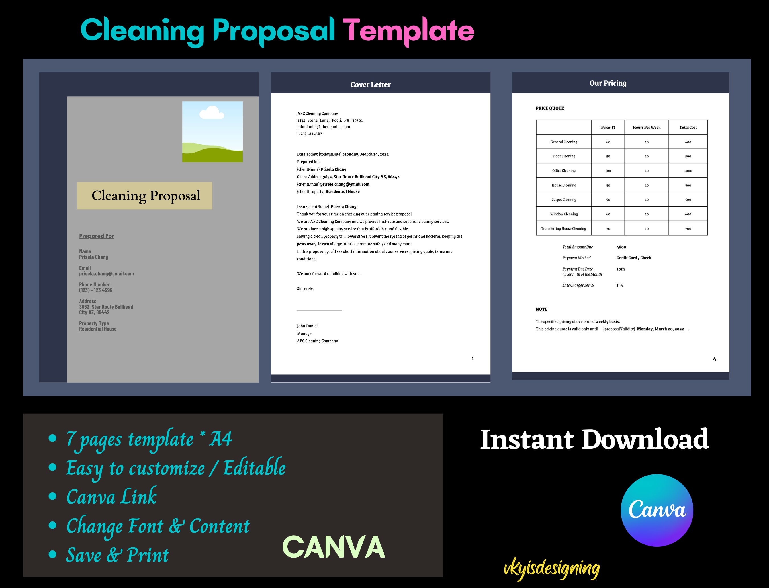 Cleaning Service Cleaning Proposal Business Bid Template | Etsy