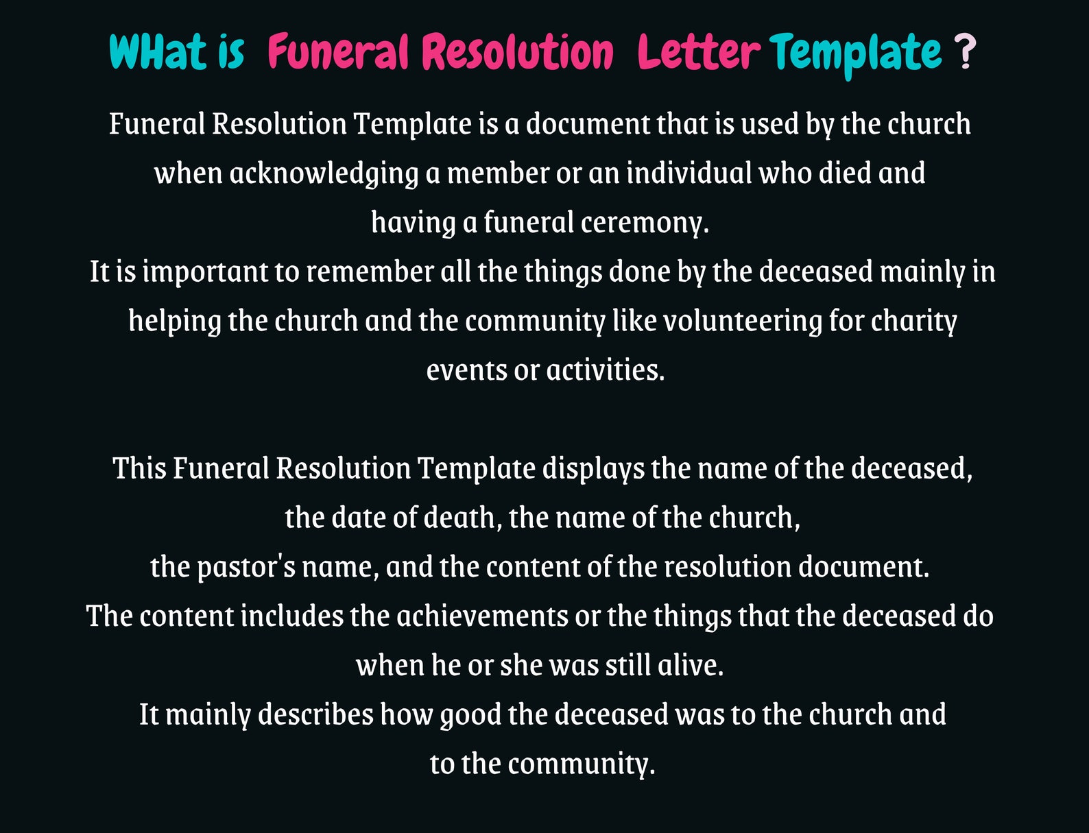 Funeral Resolution Letter Template: Church Memorial (editable WORD) - Etsy