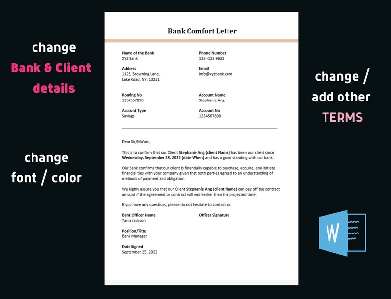 Bank Comfort Letter, Bank Credit Letter, Bank Client, Good Payment ...