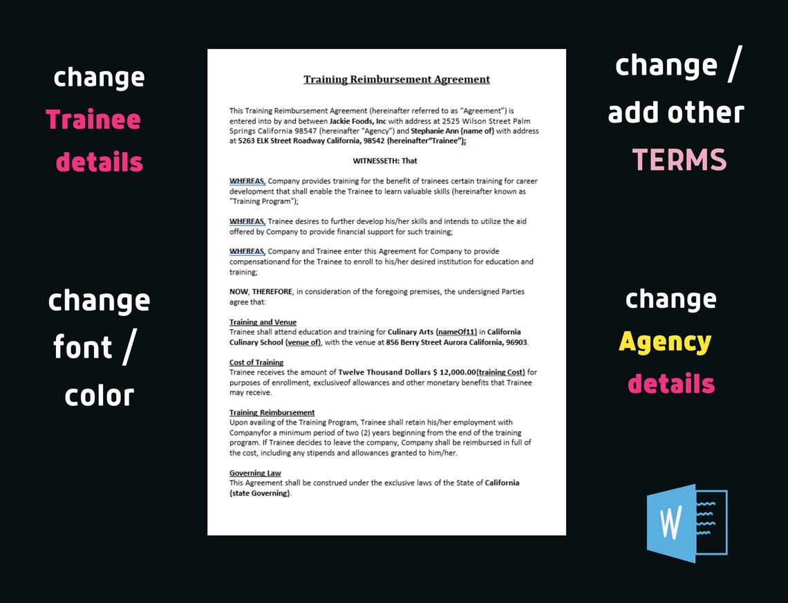 Training Reimbursement Agreement, Training Agreement, Coach Training ...
