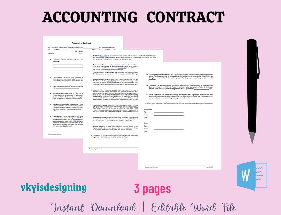 Accounting Contract, Financial Contract, Accounting Service, Service ...