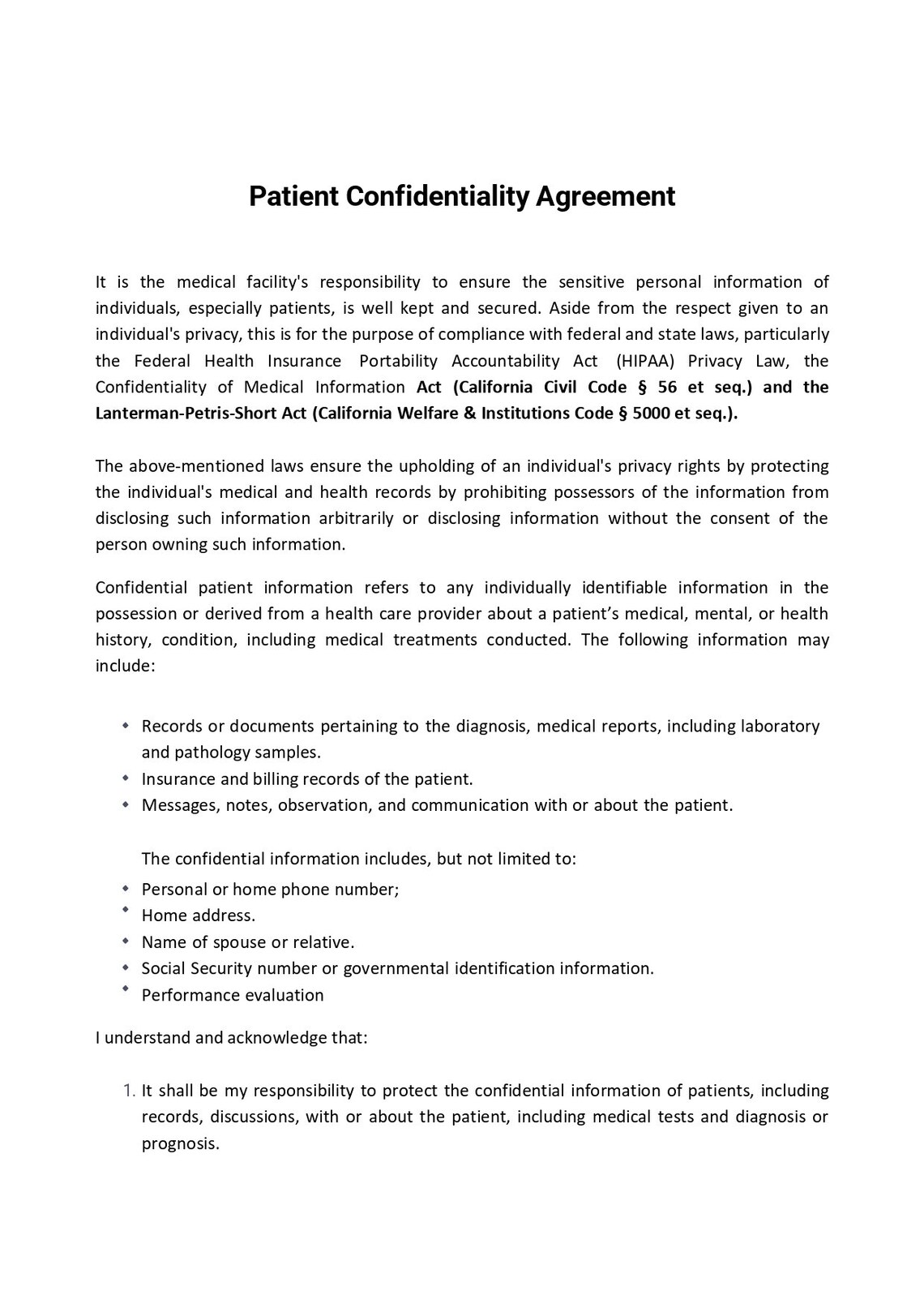 Patient Confidentiality Agreement Patient Records Patients' Security ...