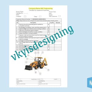 Backhoe Loader Inspection Checklist: HSE Safety Policy (WORD) - Etsy