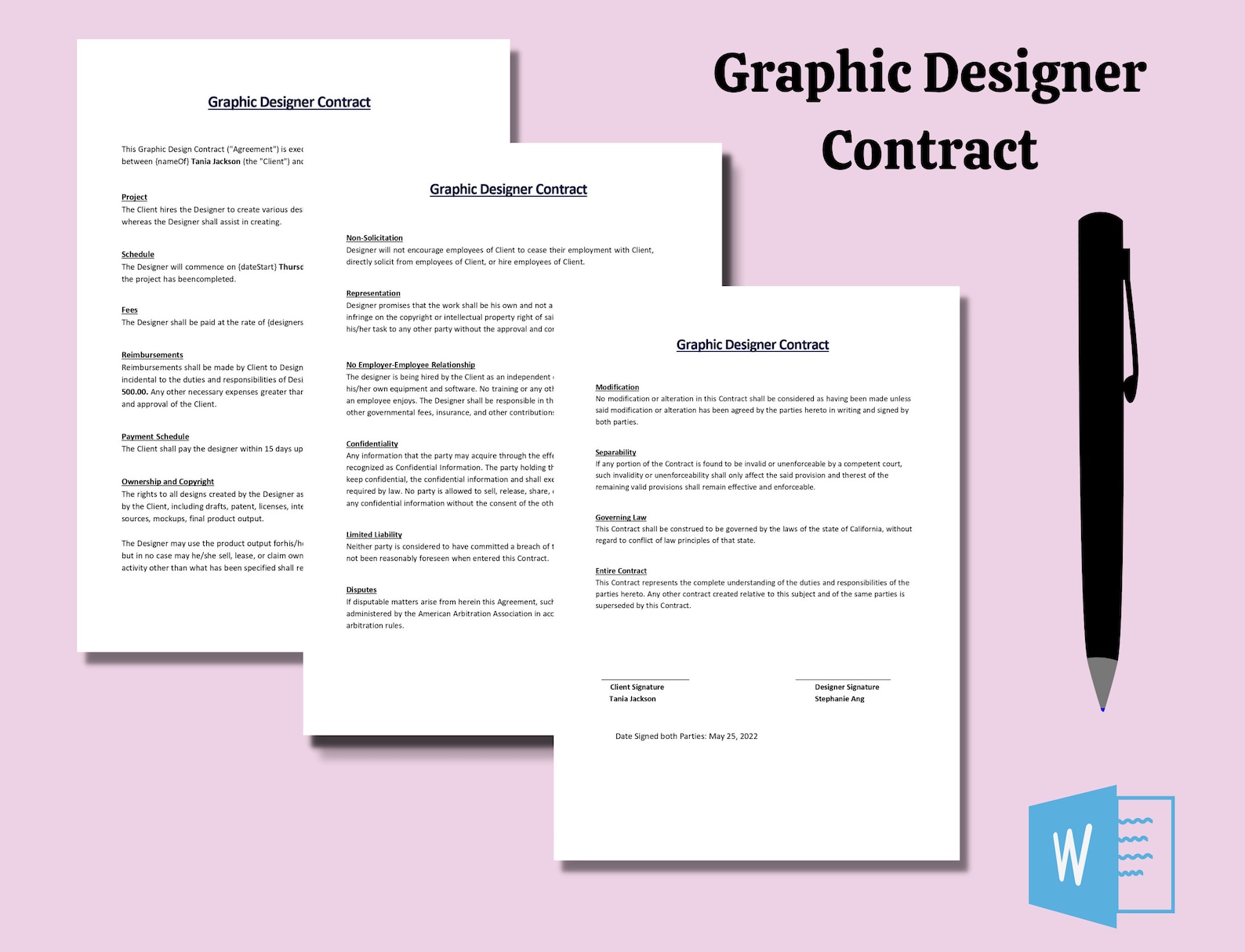 Graphic Designer Contract Client Contract Designer Agreement Graphic ...
