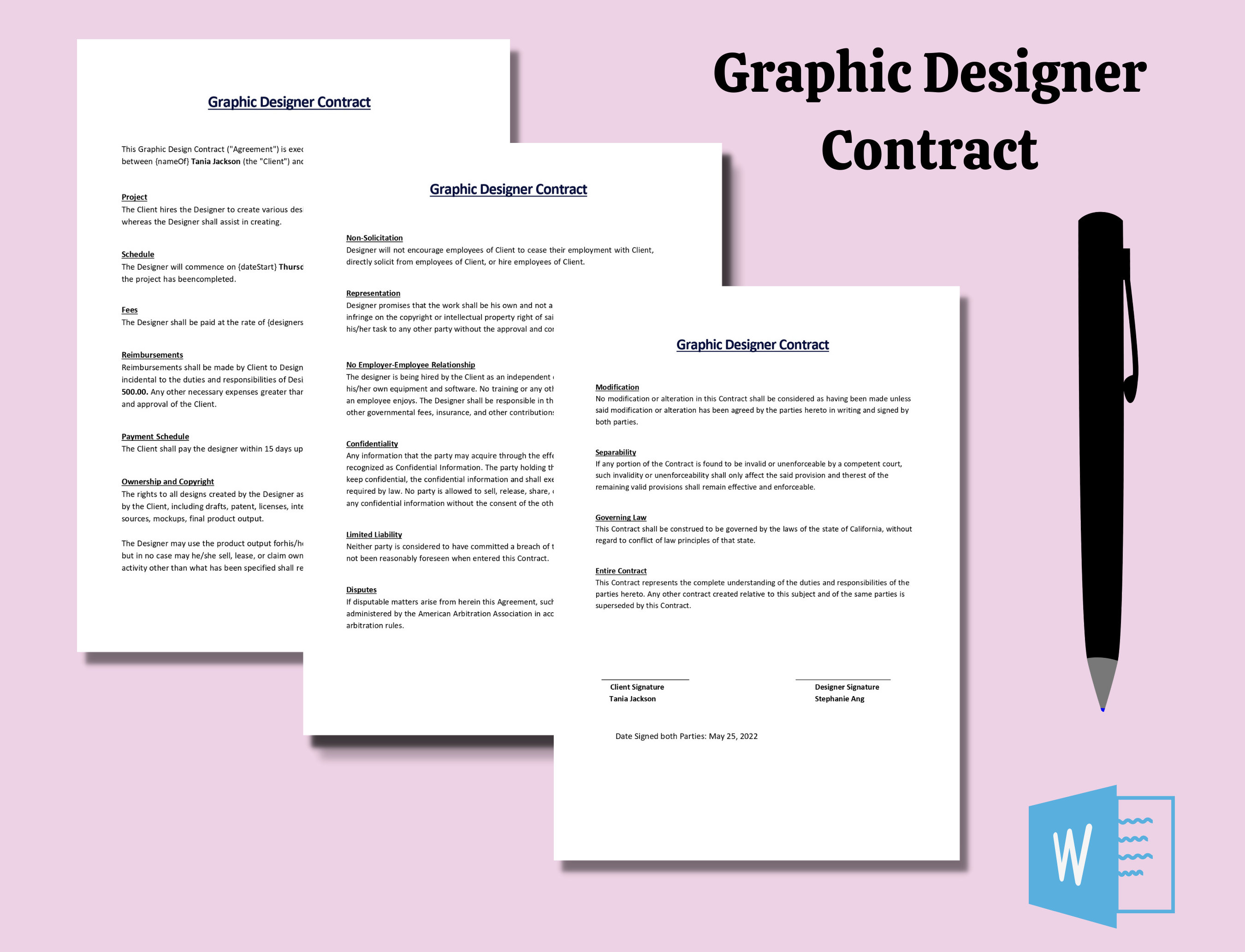 Graphic Designer Contract Client Contract Designer Agreement Graphic ...