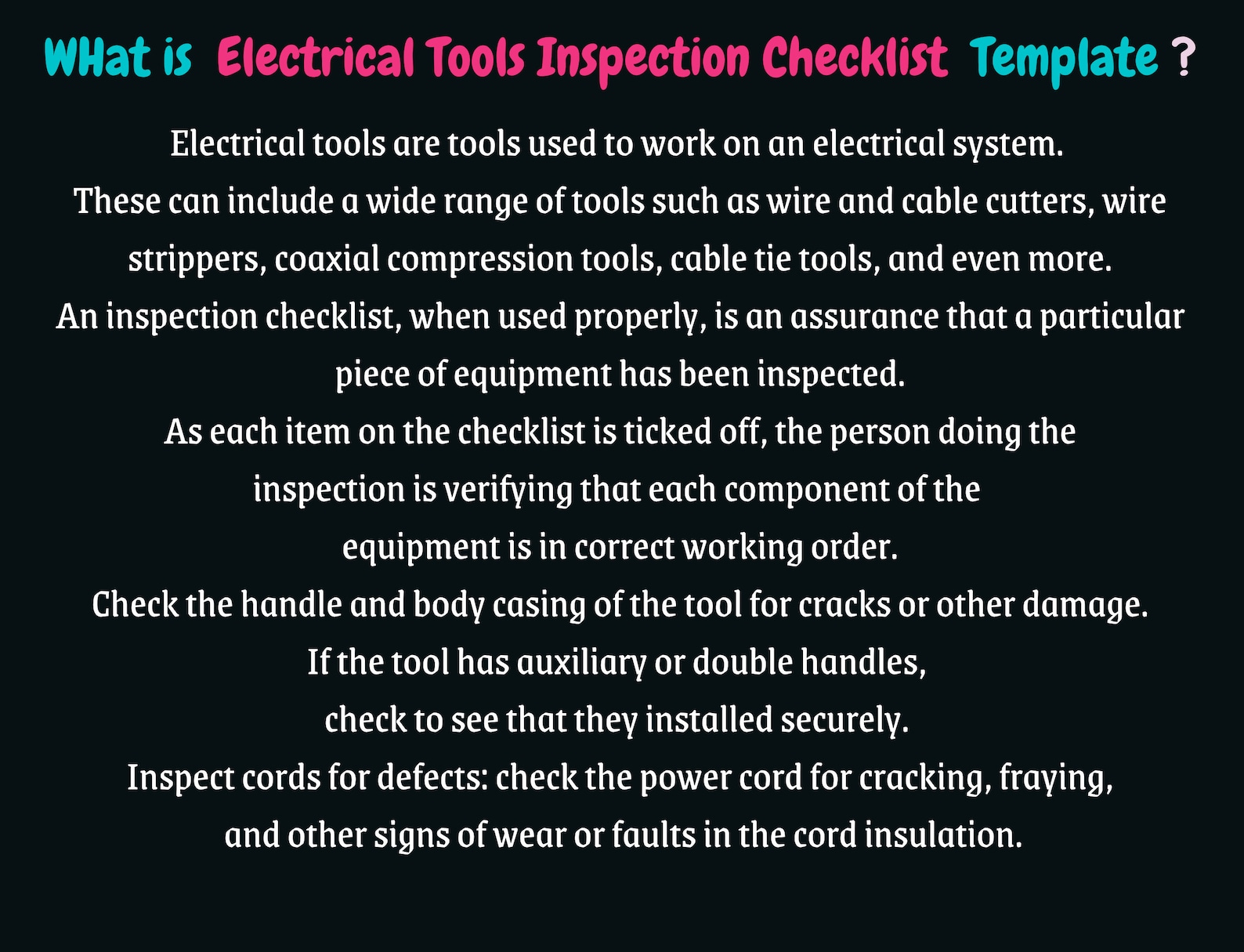 Electric Tools Inspection Checklist: Safety & Health (MS Word) - Etsy