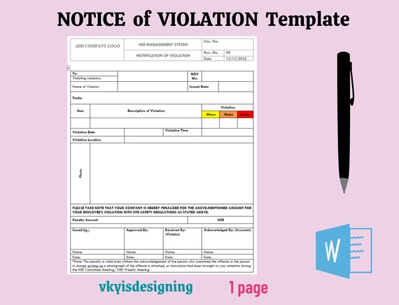 Violation Notice Template