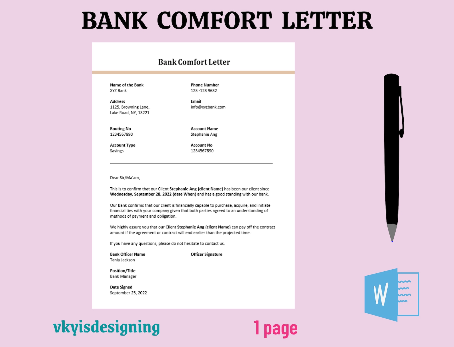 Bank Comfort Letter, Bank Credit Letter, Bank Client, Good Payment ...