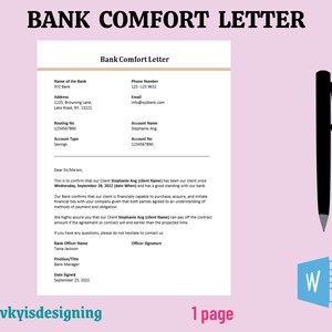 Bank Comfort Letter, Bank Credit Letter, Bank Client, Good Payment ...