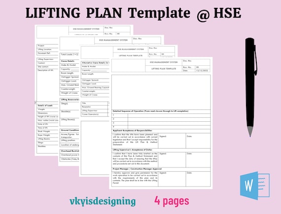 Lifting Plan Safety Lifting Lifting Equipment Crane - Etsy