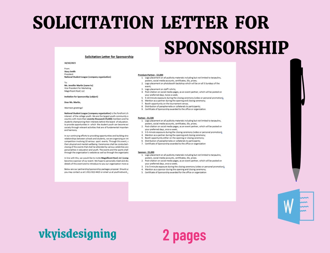 Solicitation Letter for Sponsorship, Solicitation Letter, Sponsorship ...