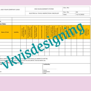 Electric Tools Inspection Checklist: Safety & Health (MS Word) - Etsy