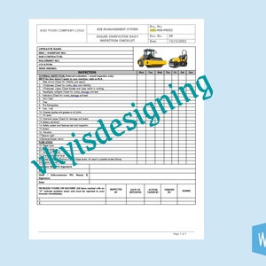Roller Compactor Inspection Checklist Health & Safety, Machinery ...