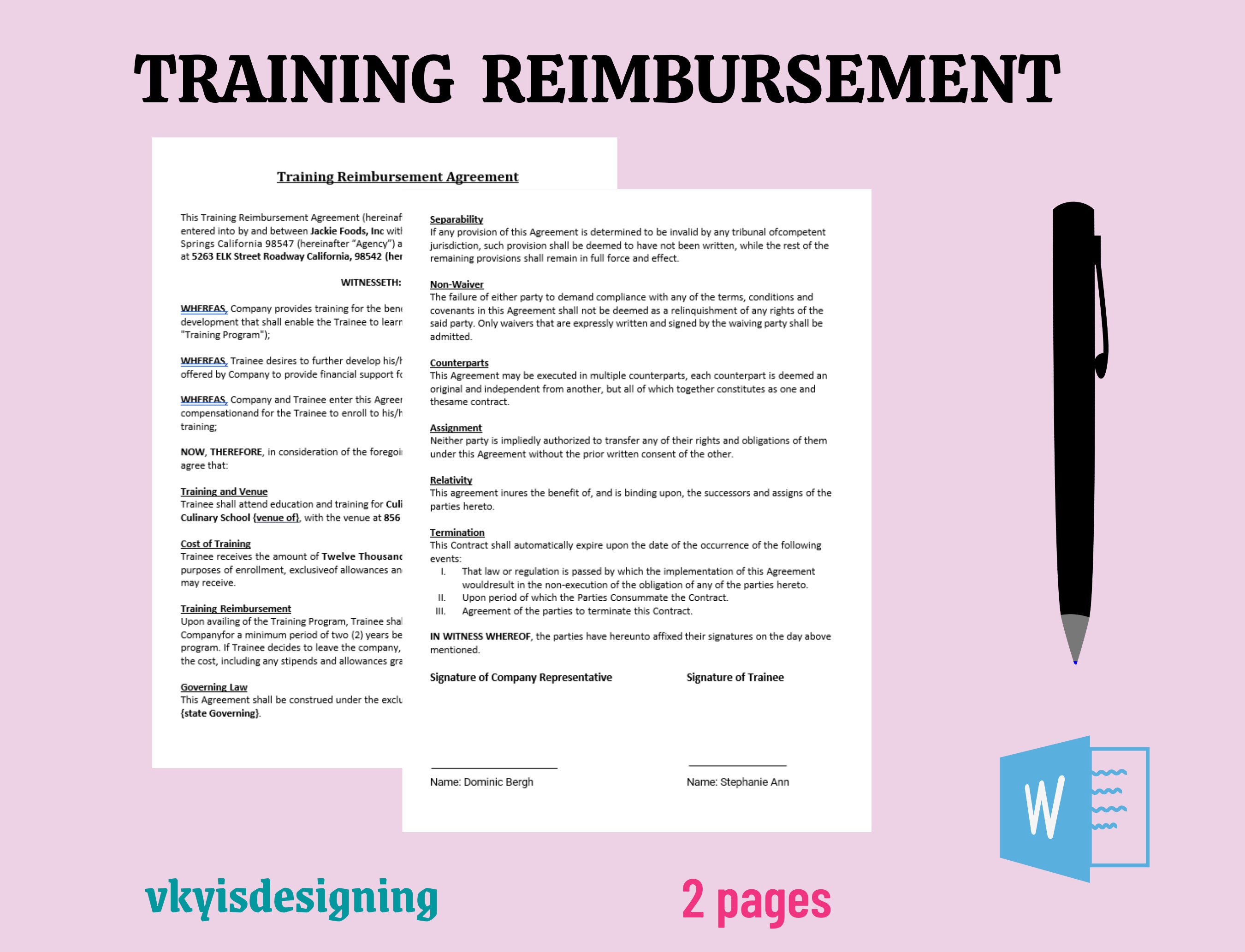 Reimbursement Agreement Template