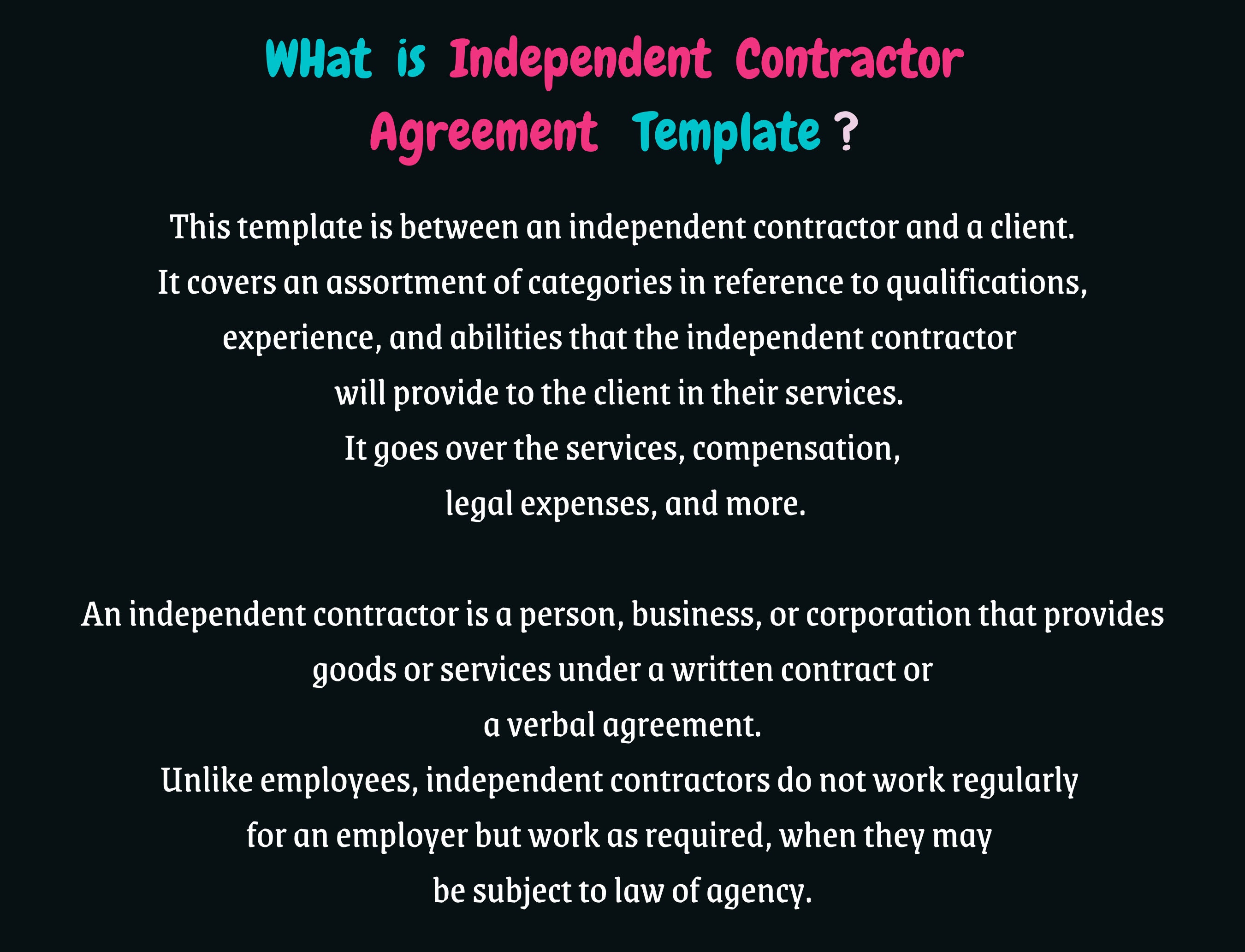 Independent Contractor Agreement, Cheap Contractor Agreement, Legal ...