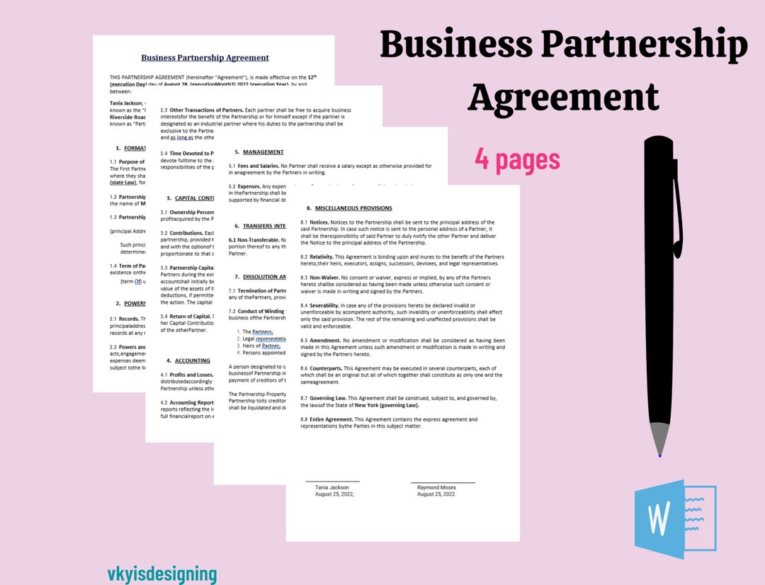 Instant Free Small Business Partnership Agreement Template ...