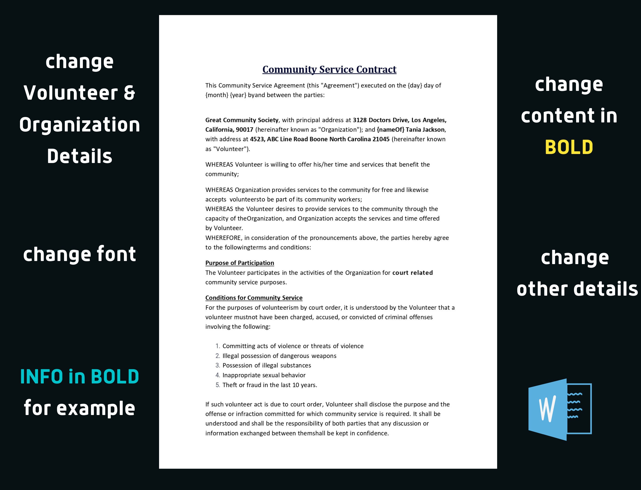 Community Service Contract * Public Service Agreement - Organization ...