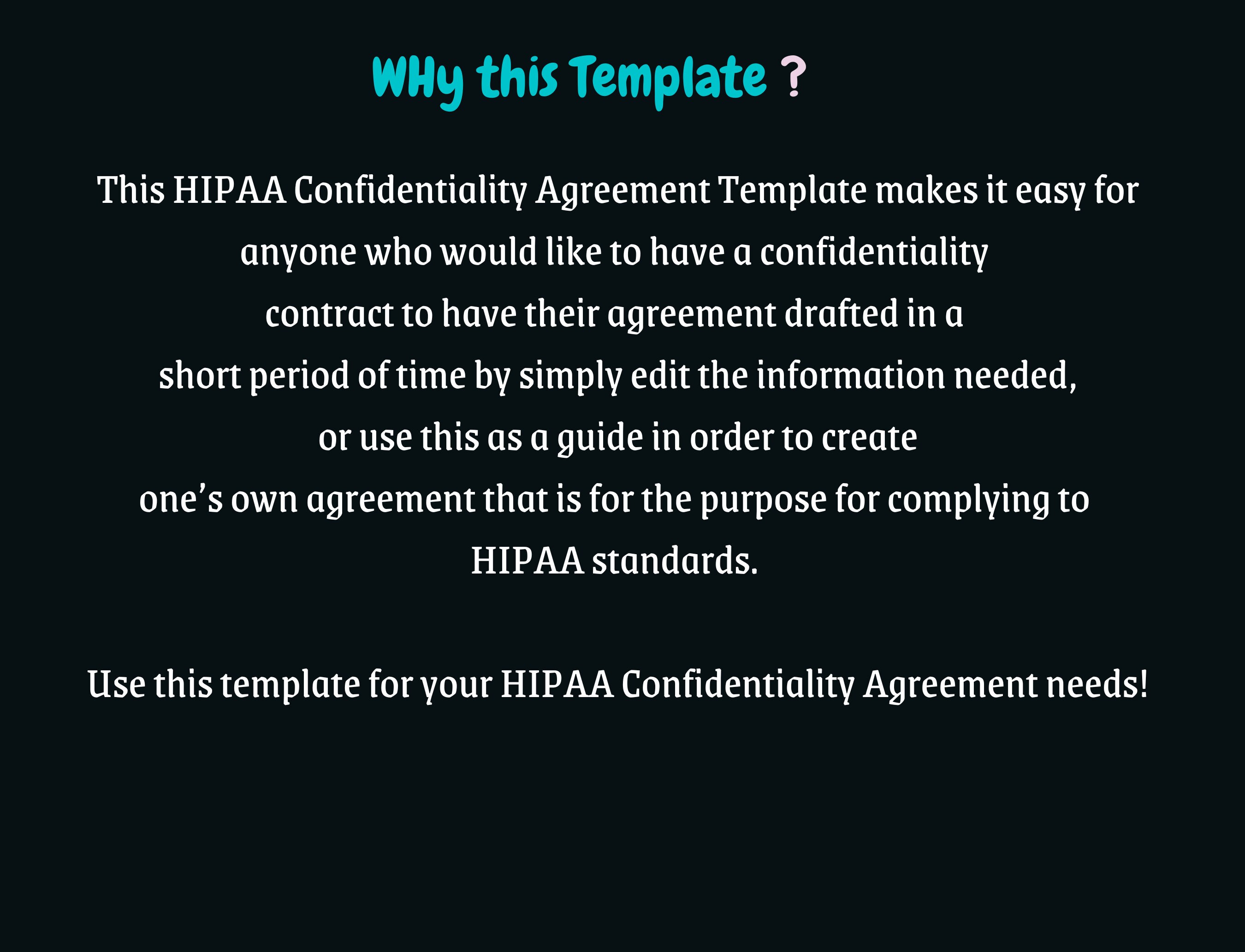 HIPAA Confidentiality Agreement Template: Patient Privacy (word ...