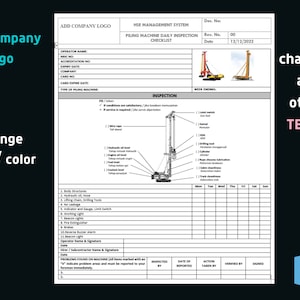 Piling Machine Inspection Checklist: Construction Safety (WORD) - Etsy