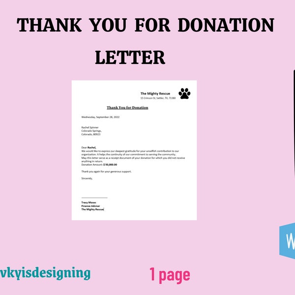 Thank You Donations Cards - Etsy