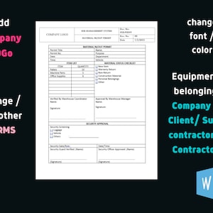 Material In, Material Out Permit, Gate Pass Entry, Entry Permit ...