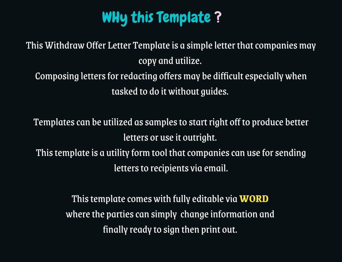 Withdraw Offer Letter, Withdraw Job Offer, Formal Letter, HR Letter ...