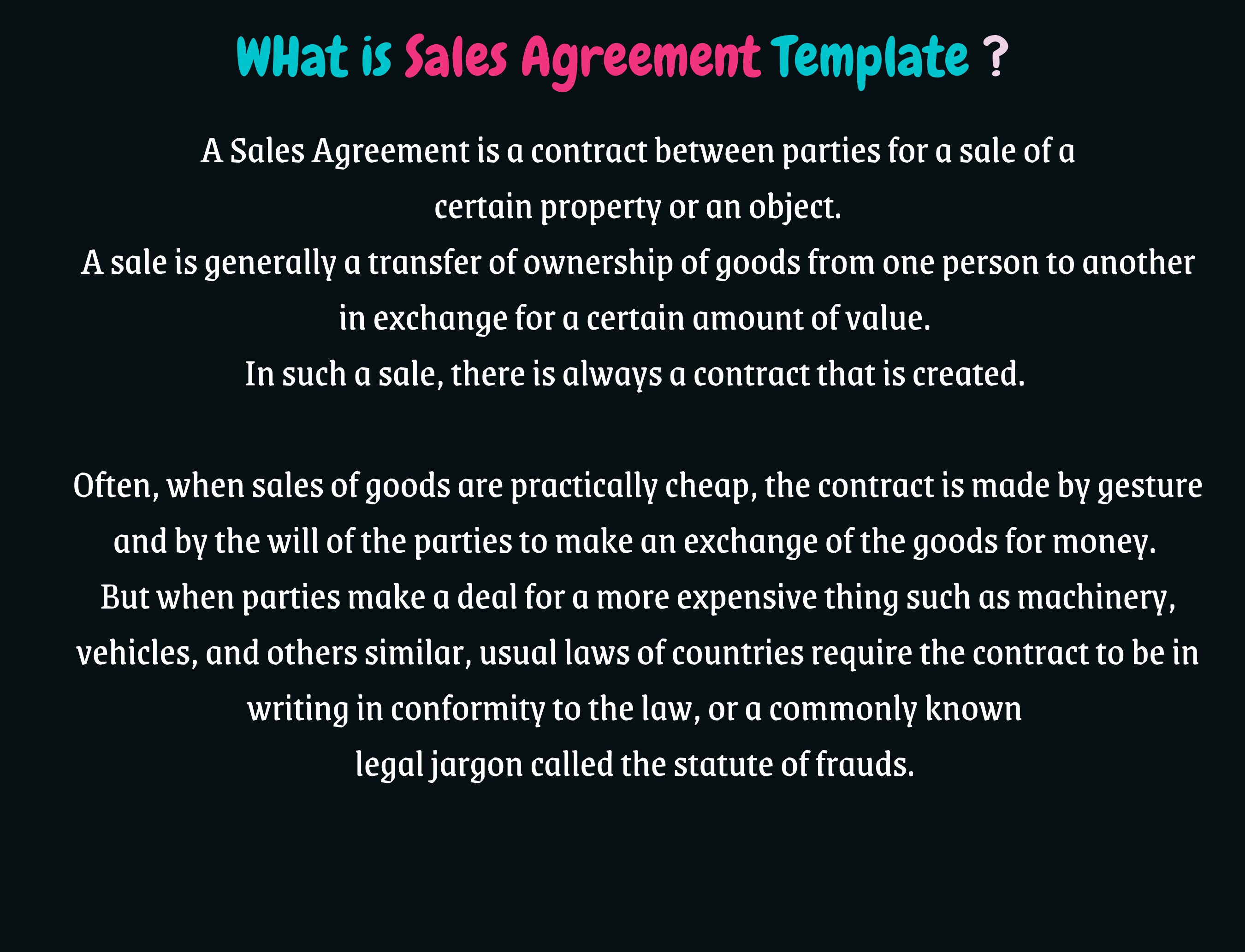 Sales Agreement, Sales of Good, Sale of Property, Exchange of Good ...
