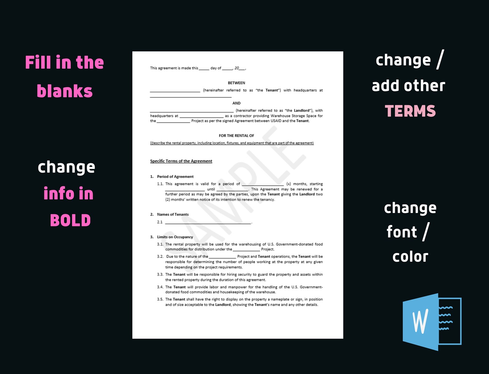Warehouse Contract Template: LLC, Logistics, Trucking, Freight (word ...