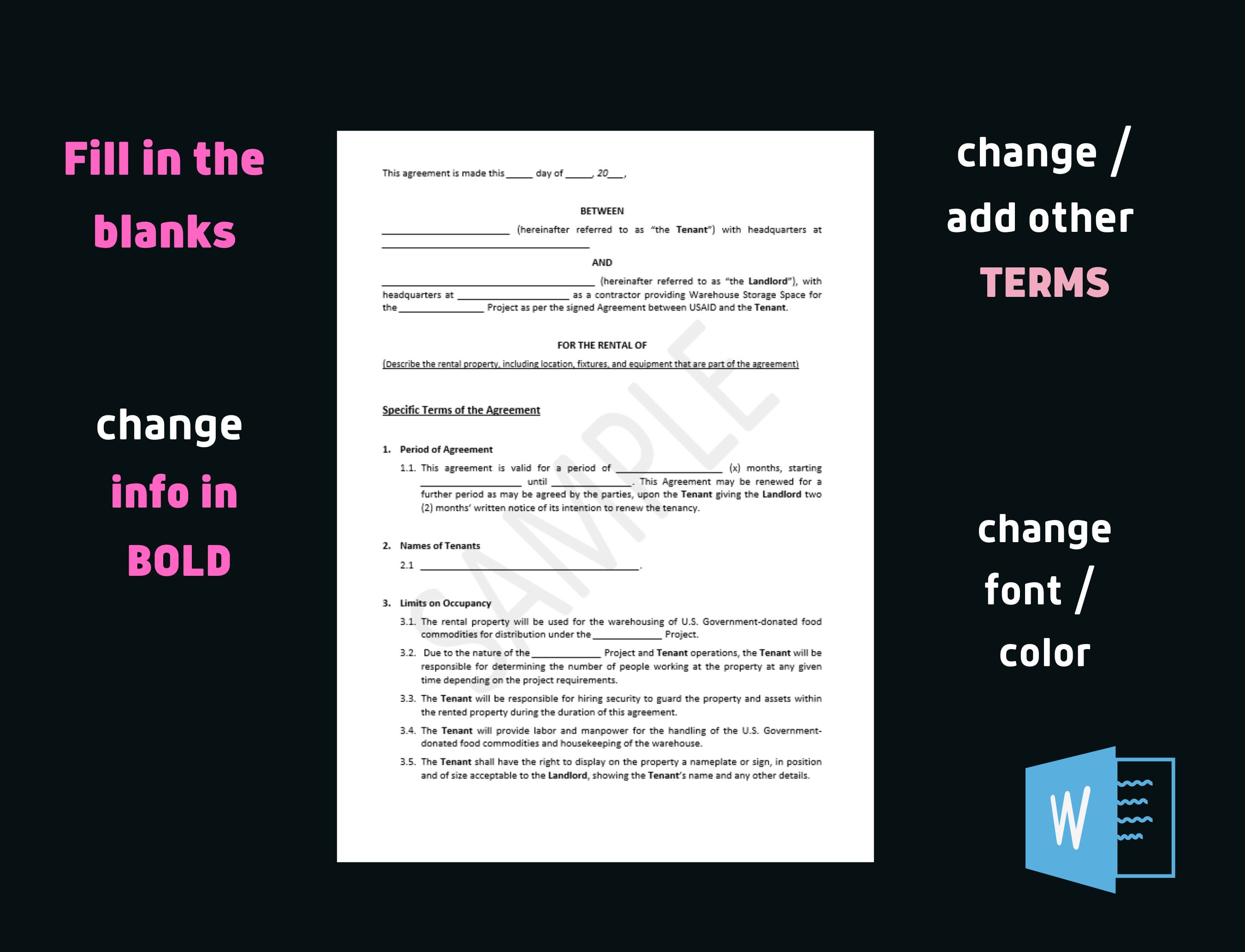 Warehouse Contract Template: LLC, Logistics, Trucking, Freight (word ...