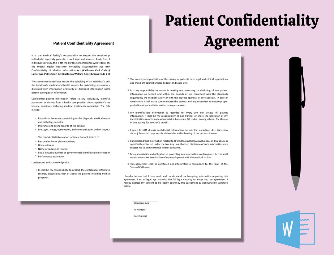 Patient Confidentiality Agreement Template: HIPAA Privacy Laws ...
