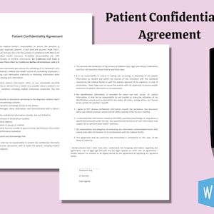 Patient Confidentiality Agreement Template: HIPAA Privacy Laws ...