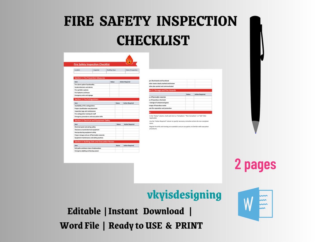Fire Extinguishers, Fire Inspection, Fire Safety Inspection Checklist ...