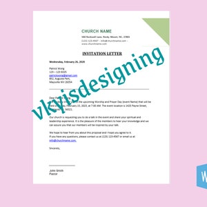 Editable Church Invitation Letter Template (word File) - Etsy