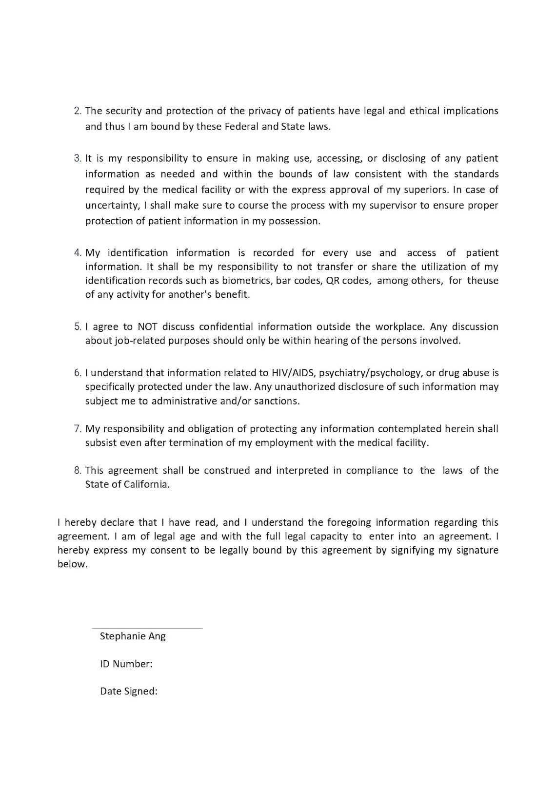 Patient Confidentiality Agreement Template: HIPAA Privacy Laws ...