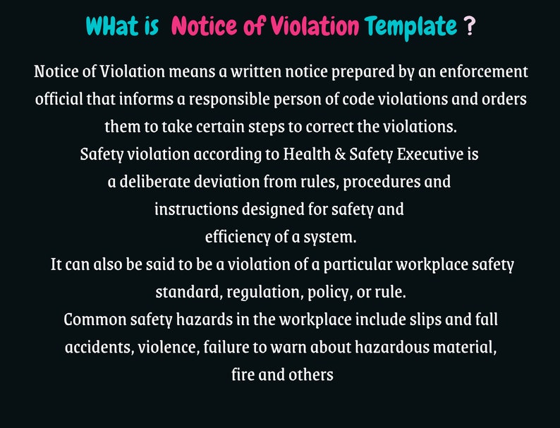 Notice of Violation Template: Health & Safety (editable WORD) - Etsy