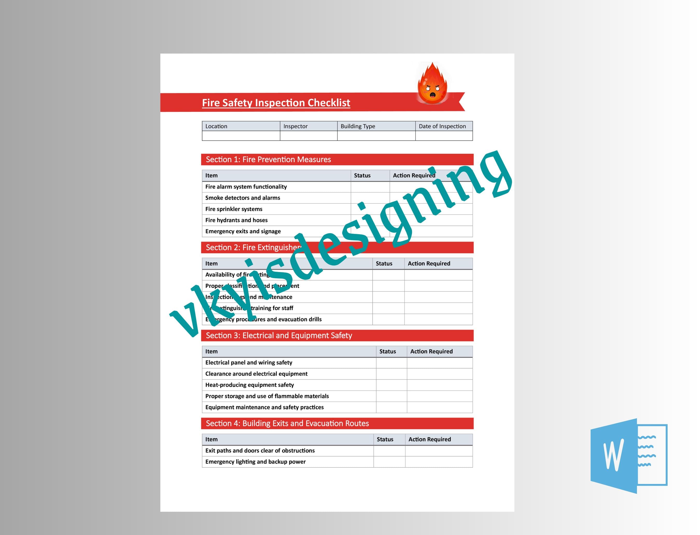 Fire Extinguishers, Fire Inspection, Fire Safety Inspection Checklist ...