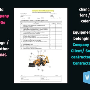 Backhoe Loader Inspection Checklist: HSE Safety Policy (WORD) - Etsy