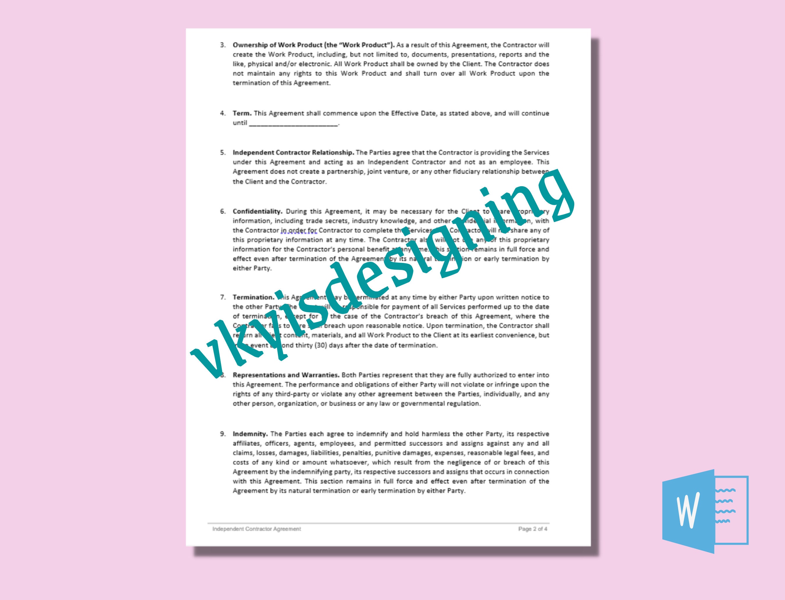 Independent Contractor Agreement, Cheap Contractor Agreement, Legal ...