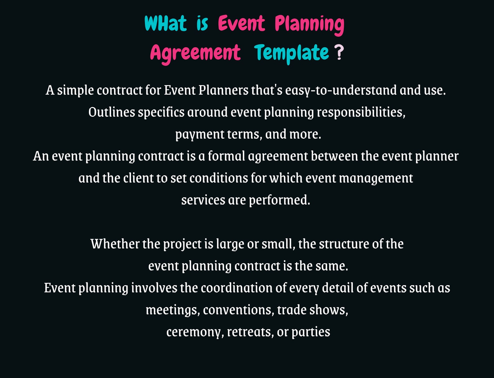 Editable Event Planner Contract, Event Planner Agreement, Simple Event ...