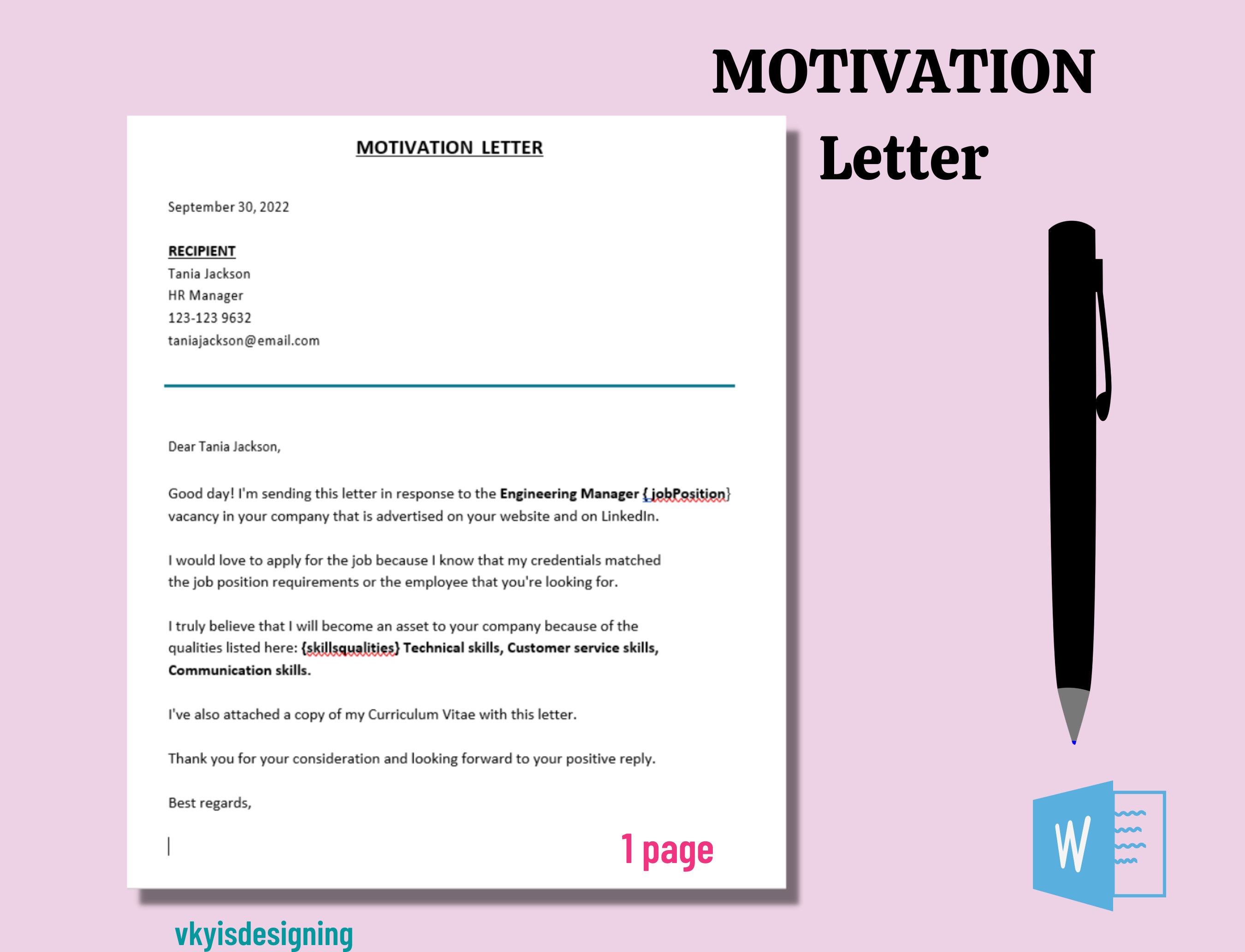 Motivation Letter, Open Job Position, Recruitment Process ...