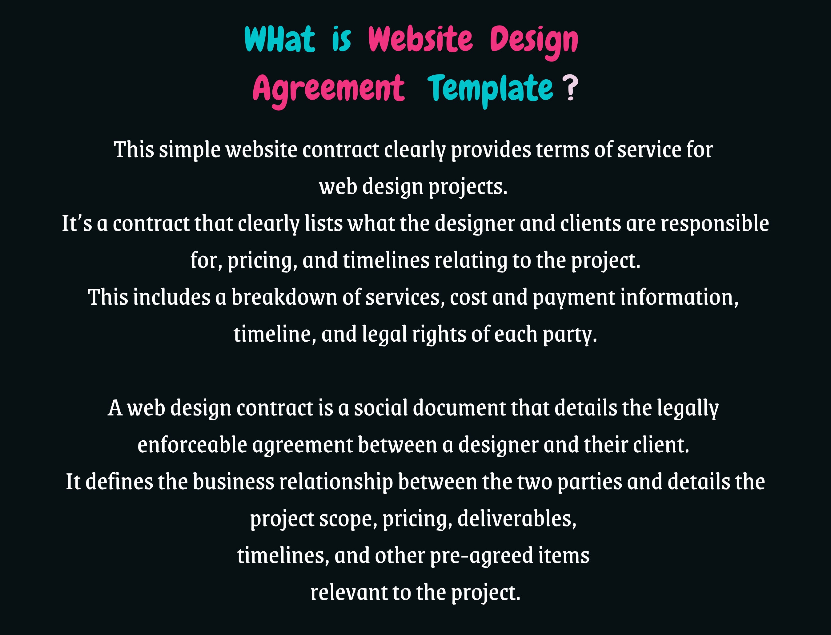 Easy to Edit Website Design Agreement, Designer Contract, Website ...
