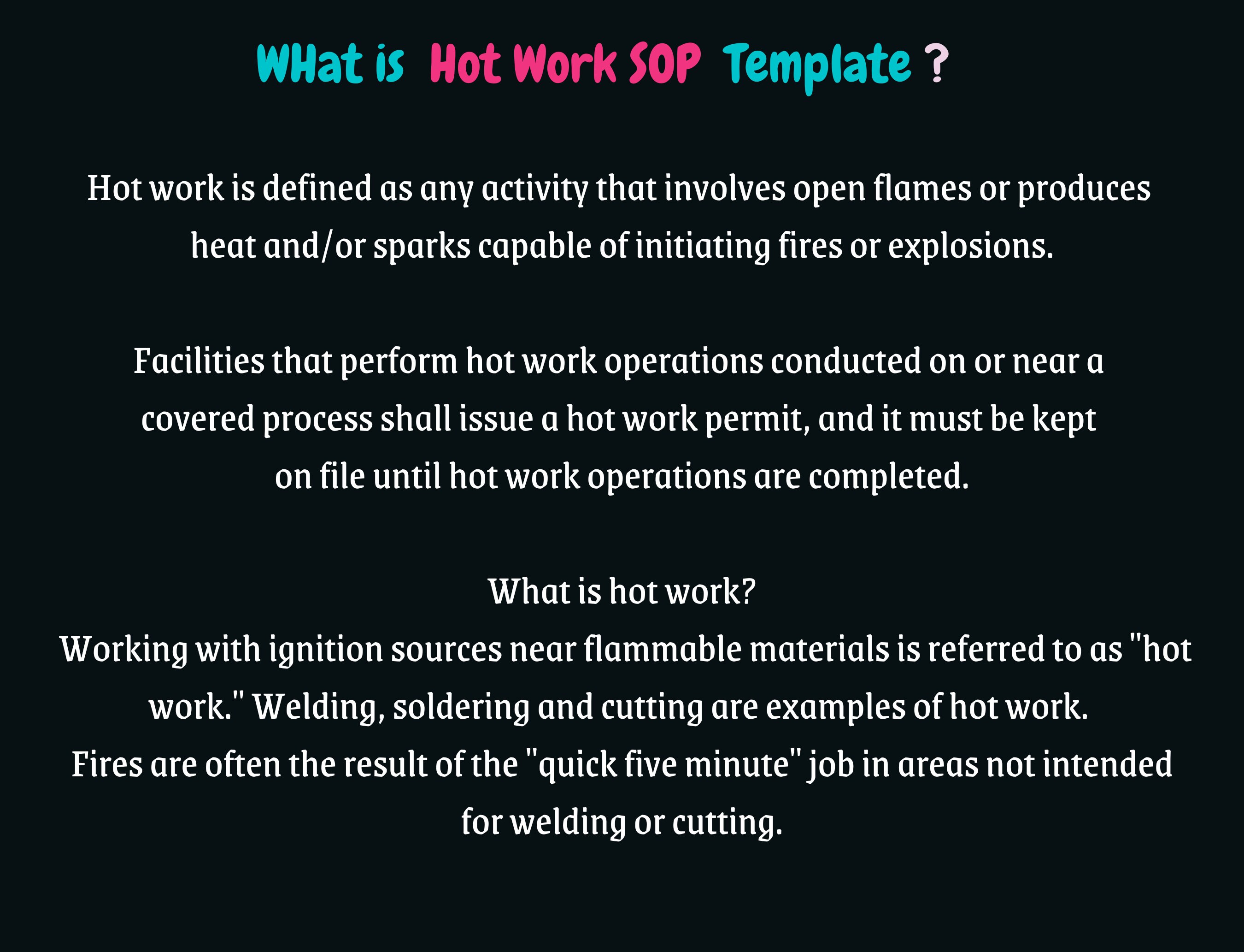 Hot Work SOP Template: Construction Safety, Permit to Work (editable ...