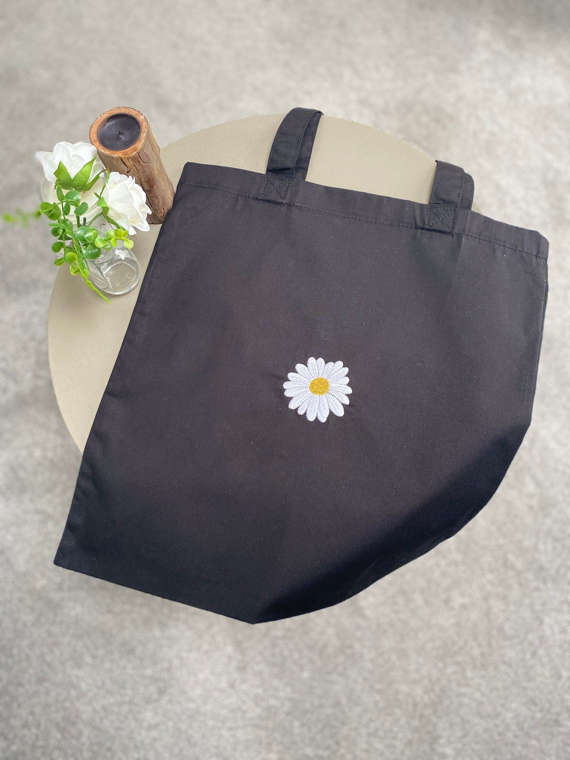 Daisy Tote Bag Embroidered Daisy Tote Bag Daisy Tote Bag - Etsy