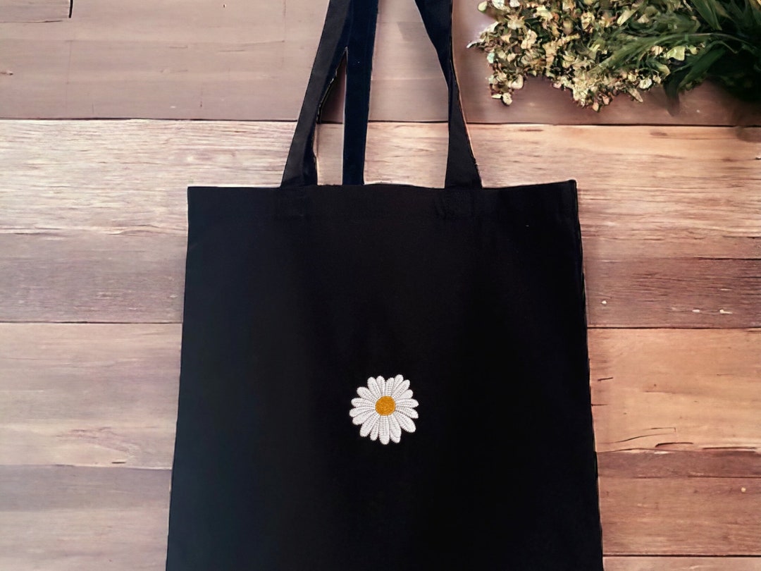 Daisy Tote Bag Embroidered Daisy Tote Bag Daisy Tote Bag Birthday Gift ...